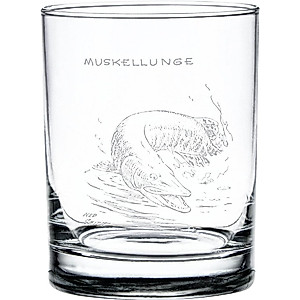 Culver Ned Smith Freshwater Fish 14-Ounce (DOF) Double Old Fashioned Glass Assorted Set of 4