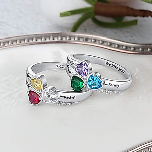 Personalized Mother Rings with 3 Simulated Birthstones Family Anniversary Women Rings Custom Grandmother Daughter Jewelry (8)
