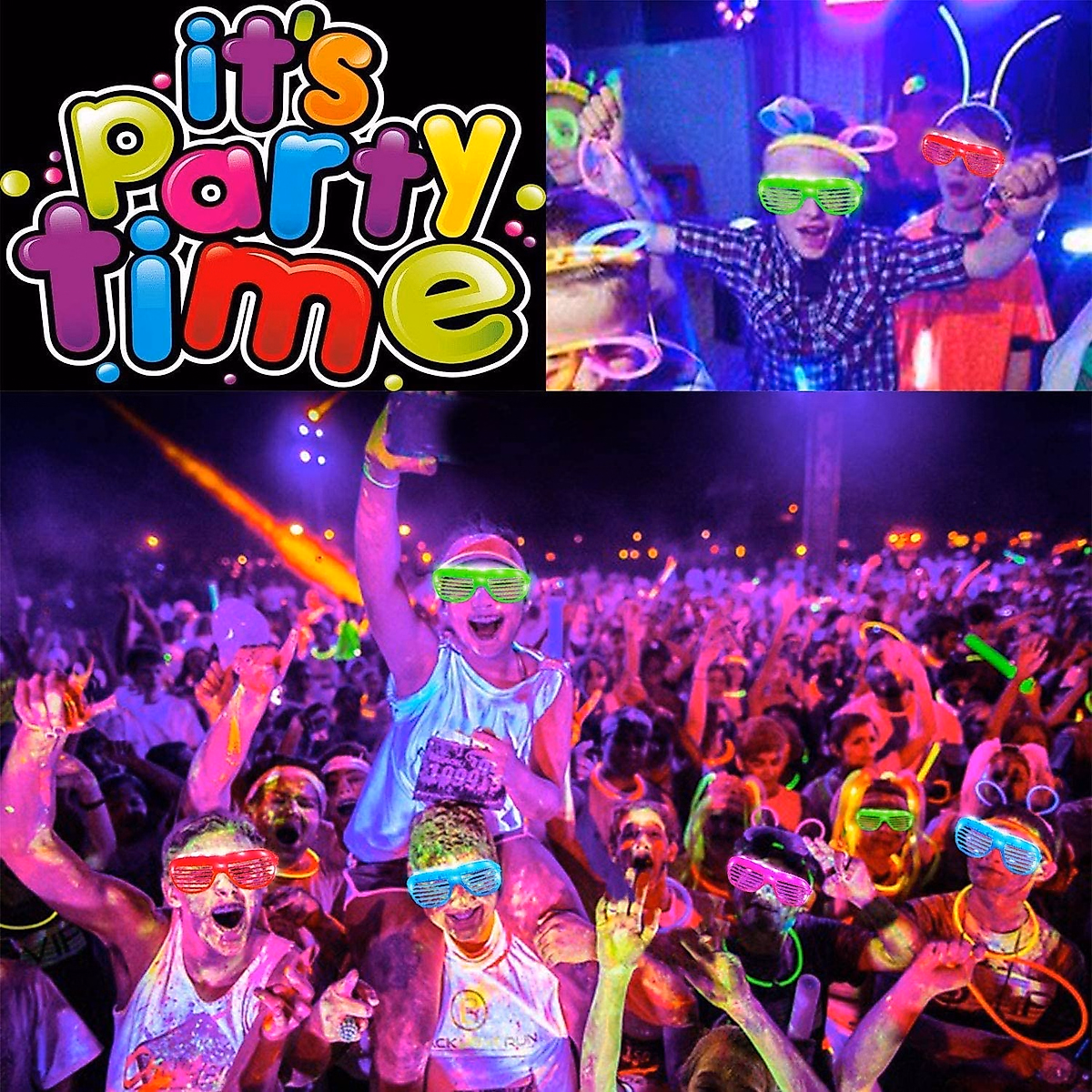 30 Pack LED Glasses Light Up Patriotic Party Glasses Glow in The Dark Party Supplies Rave Shutter Shades Glow Sticks Glasses Sunglasses Neon Party Favors Kids/Adult 4th of July Memorial Day Decoration