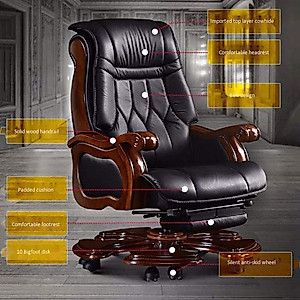 WYKDL High-Back Leather Executive Swivel Adjustable Swivel Office Desk Chair with Armrests Lumbar Support Desk Ergonomic Chair Chair Home Office Chair Reclining Swivel Chair Boss Chair