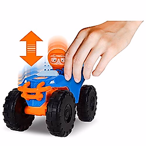 Blippi Monster Truck Mobile - Mini Vehicle with Freewheeling Features Including 2” Character Toy Figure and Cool Hydraulics - Imaginative Play for Toddlers and Young Children