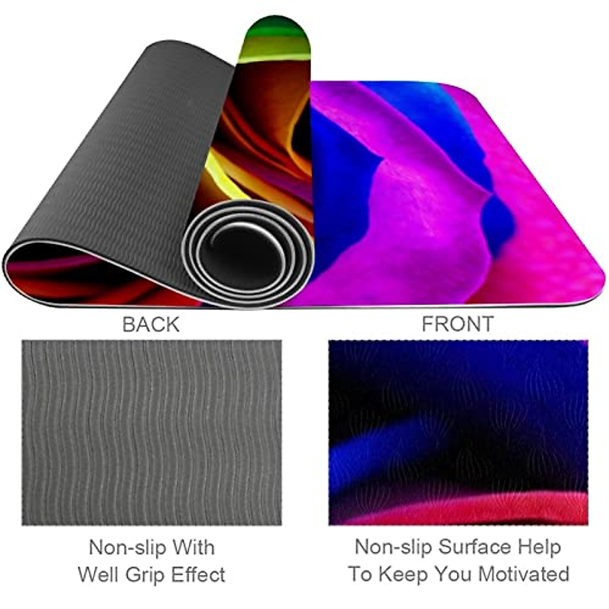 Yoga Mat, Yoga Mats for Home Workout, Workout Mat, Exercise Mats, Pilates Mat, abstract colorful rose flower art pattern