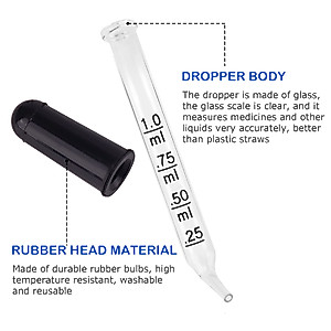 MRXBN Eye Dropper, Glass Medicine Droppers for Dose and Measurement 1 mL Capacity- Bent Tip Calibrated Dropping Pipettes for Essential Oils, Resin Stain and Other Liquids (Bent Tip 20pcs)