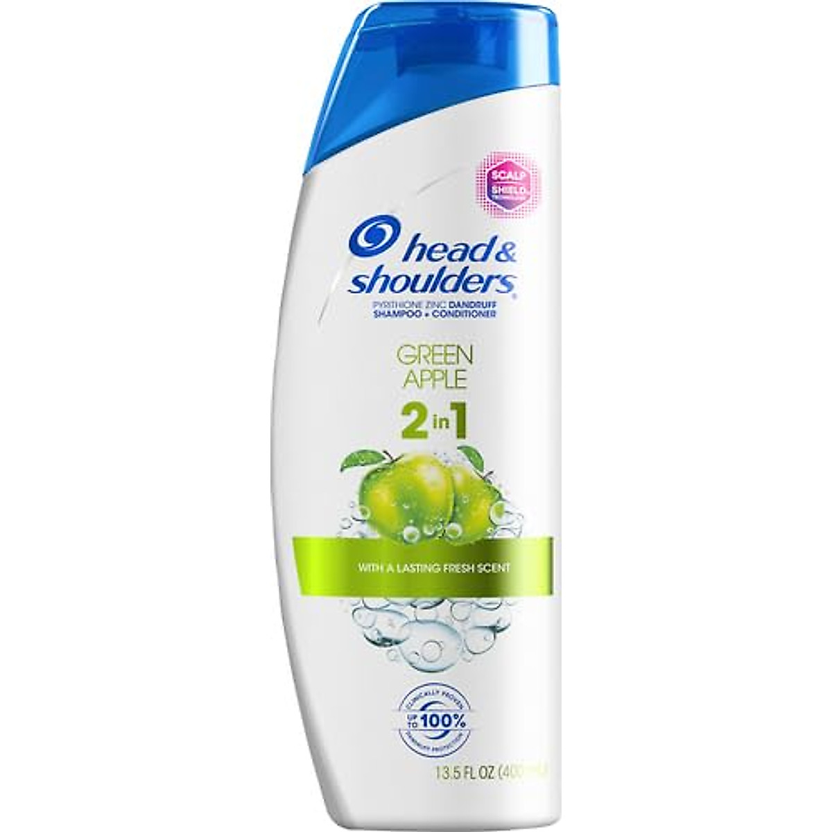 Head and Shoulders Green Apple Anti-Dandruff Paraben Free 2 In 1 Shampoo and Conditioner, 13.5 fl oz