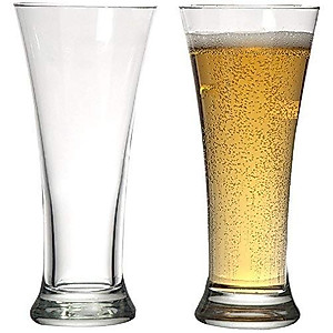 Circleware Quench Beer Drinking Glasses, Set of 4, Home & Kitchen Entertainment Dinnerware Highball Glassware for Water, Wine, Juice and Best Bar Liquor Dining Decor Beverage, 11.8 oz, Clear