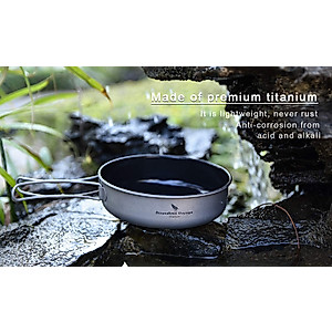 Boundless Voyage Camping Titanium Non-Stick Pan with Folding Handle Ultralight Outdoor Ceramic Coating Frying Pan Small Portable Picnic Hiking BBQ Cookware (Ti2067C-L-18CM)