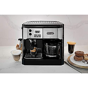 De'Longhi BCO430BM All-in-One Combination Maker & Espresso Machine + Advanced Milk Frother for Cappuccino, Latte & Macchiato + Glass Coffee Pot 10-Cup