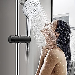 Adjustable Shower Head Holder for Slide Bar,Universal 18-25MM O.D. Rail Head Bracket Holder for Slide Bar Slider Clamp Bathroom Replacement 360 Degree Rotation Sprayer Holder (Black)