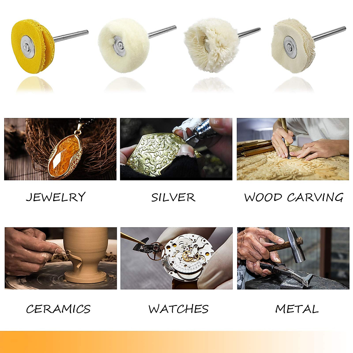 JIALUCONG 10pcs 1/8inch Cotton Polishing Buffing Wheel for Dremel Polishing Kit - Polishing Wheel or Silver Polish Wheel - Watch Polishing Kit - Jewelry Polishing Kit