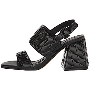 Karl Lagerfeld Paris Women's Sarina Open Toe Leather Heeled Sandal, Black Quilted, 8.5