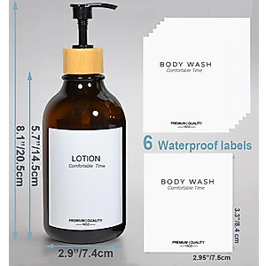3-Pack Amber Plastic Pump Bottles, BPA-Free Refillable Dispensers for Shampoo, Conditioner, Soap & Oil, Bamboo Pump Head, 16.9oz (500ml)(Amber)