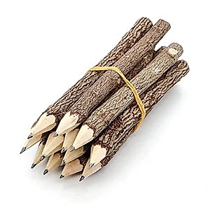BSIRI Pencil Wood Favors of Graphite Wooden Tree Rustic Twig Pencils Unique Birch of 12 Camping Lumberjack Decorations Party Supplies Novelty Gifts as a Natural Pencil Gifts for Kids in Classroom