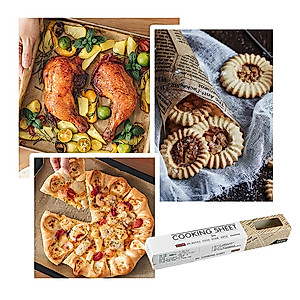 Baking Parchment Paper Roll Non Stick Baking Paper Newspaper Printing Design Food Wrapping Paper for Baking Cookies Bread Pizza Meat and Vegetables