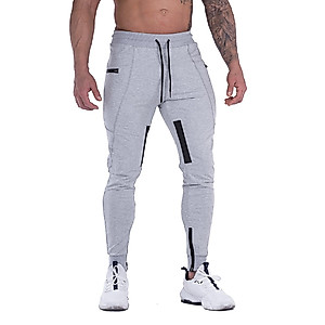 MAIKANONG Mens Slim Joggers Sweatpants Tapered Gym Pants Casual Training Workout Pants Track Pant Light Gray