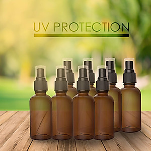 Nylea 8 Pack Amber Spray Bottles 2oz - [THE PERFECT SPRAY] - Empty Glass Bottles For Cleaning Solutions - Best Refillable MIST SPRAY Pack Perfume Atomizer [2oz]