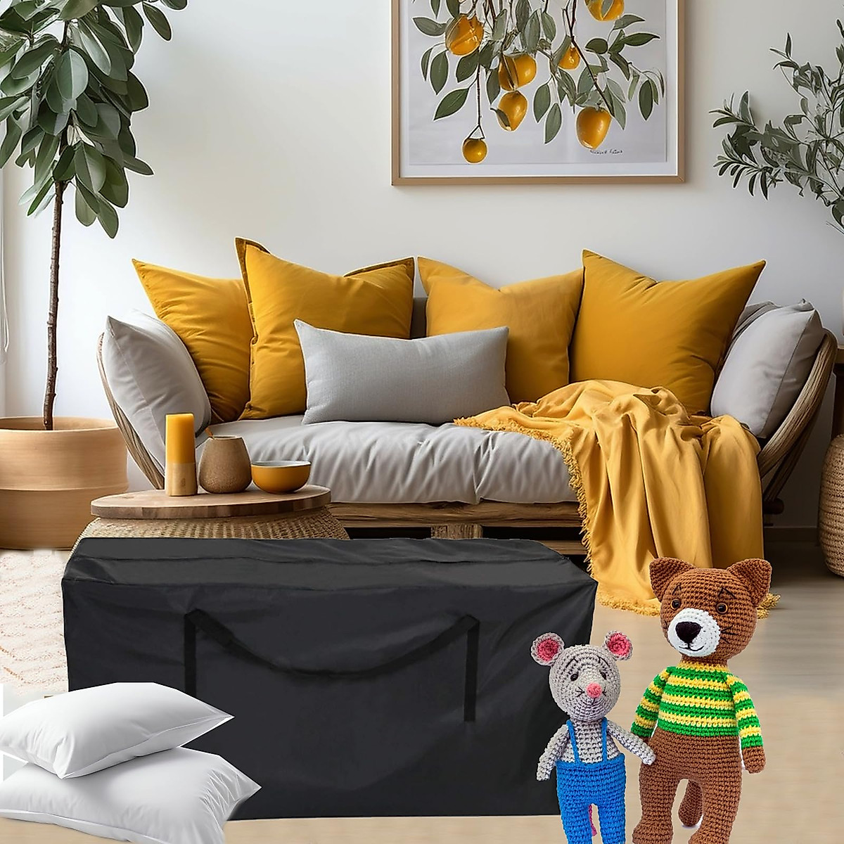 Aidetech Patio Furniture Cushions Storage Bag, 68" L x 30" W x 20" H Waterproof 420D Outdoor Patio Furniture Cover, Cushion Storage Bag for Clothes, Pillows, Christmas Tree with Zipper and Handles