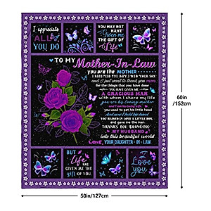 KJACGAD Gifts for Mother in Law - Gifts for Mothers Day - Mother in Law Birthday Gifts - Mother in Law Gifts from Daughter in Law - Gifts for Mother's Day Mother in Law Black Throw Blankets 60"x 50"