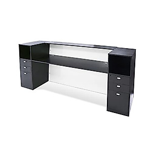 Clinton Modern Reception Desk in Black Oak with White Acrylic Front