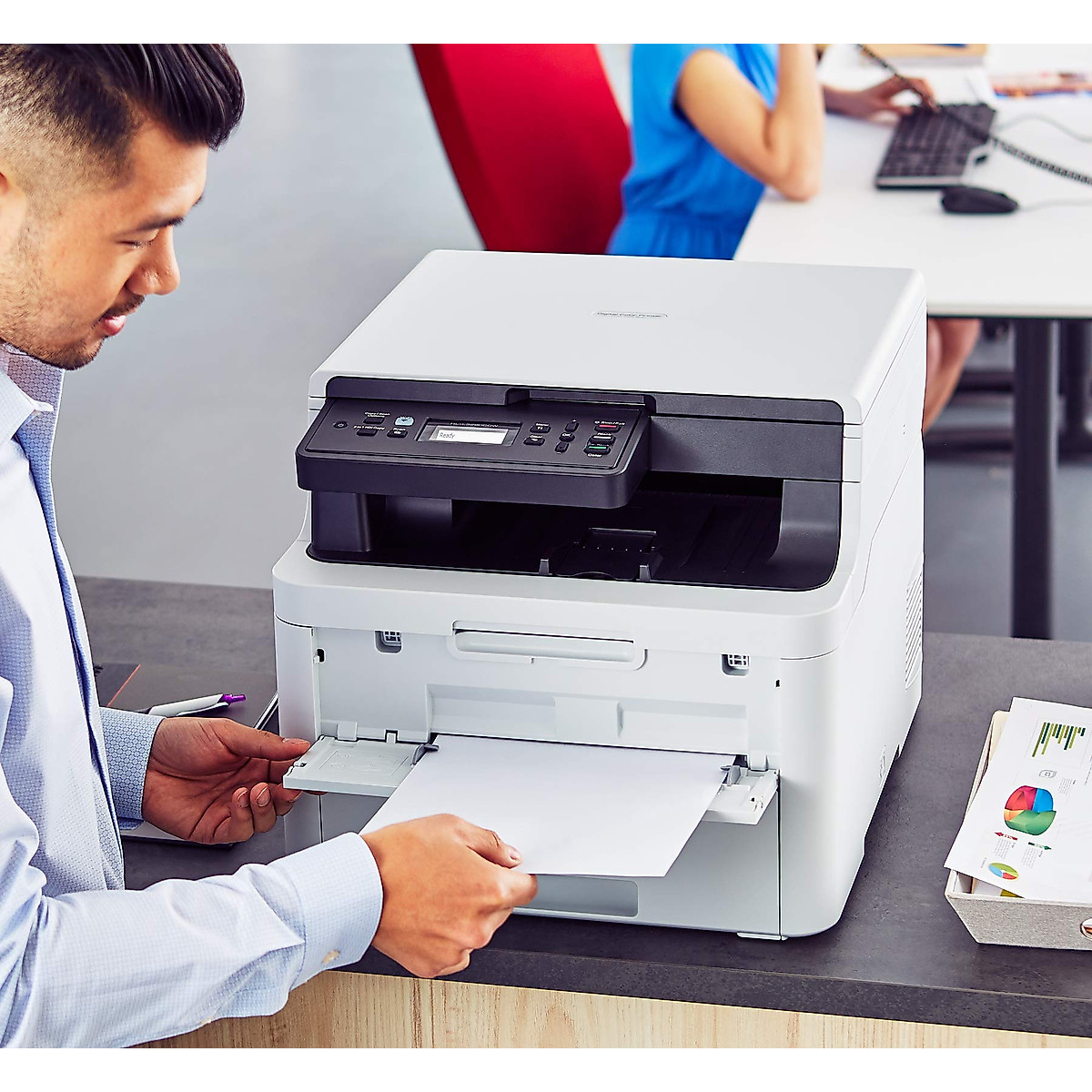 Brother HL-L3290CDW Wireless Compact Digital Color Laser All-in-One Printer, Print Scan Copy, Duplex Printing- 600 x 2400 dpi, 25ppm, 250-sheet, Works with Alexa - Bundle with JAWFOAL Printer Cable.