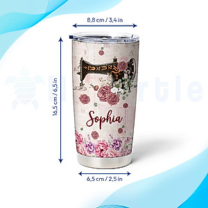 Hyturtle Personalized Gifts For Sewing Lover - Sewing Mechanic Nutrition Facts Custom Stainless Steel Tumbler 20 oz With Lid - Idea Quilting Crochet Lover Gifts For Women, Girl On Birthday, Christmas