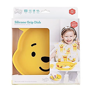 Bumkins Disney Toddler and Baby Suction Plate, Silicone Grip Dish, Baby Led Weaning, Kids Feeding Supplies, Non Skid Sticky Bottom, Platinum Silicone, for Children Ages 6 Months Up, Toy Story Alien