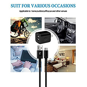 Micro USB Charger, Dual USB Port Wall Block with 6FT Android Fast Charging Cable for Kindle Fire HD 10 8 7 Kids Edition Tablet Paperwhite E-Reader, Samsung J8 J7 Pro S6 S7, Droid Cord AC Power Adapter