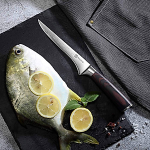 PAUDIN Boning Knife 6 Inch, Super Sharp Fillet Knife, German High Carbon Stainless Steel Deboning Knife, Professional Boning Knife for Meat Poultry Chicken, Pakkawood Handle with Gift Box