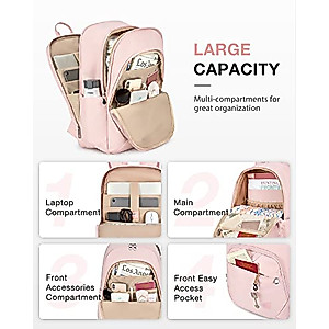 BAGSMART Laptop Backpack for Men College Backpacks 15.6'' Notebook Work Travel Backpack for Men (15.6 inches, pink)
