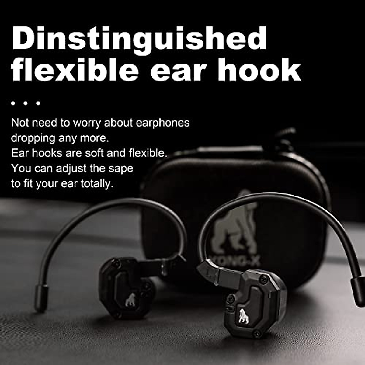 KONG-X Wireless Earbuds, Rotatable Ear Hooks for Ultimate Comfort and Secure Fit for Sports, Hybrid Dynamic Drivers and Armature Drivers, Deep Bass, Waterproof, SweatProof, 25H Play Time