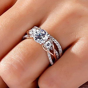 DRISHYA FASHION 2.20 Ct Round Cut Simulated Diamond Engagement Wedding Bridal Ring Set 14k Two Tone Gold Plated Gift For Her (11.5)