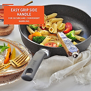 IMUSA 9in Gusto Cast Aluminum Speckled Nonstick Fry Pan with Soft Touch Handle, Gray