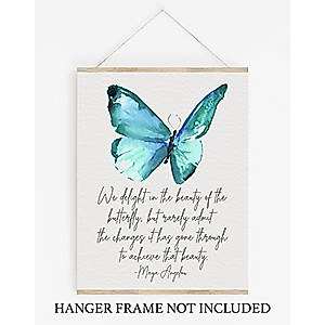 Maya Angelou Quote ‘We Delight in the Beauty of the Butterfly”’ Watercolor Wall Art | Bright Neutral 11x14 UNFRAMED Print - Bohemian, Positive, Inspirational, Typography, Motivational Home Decor