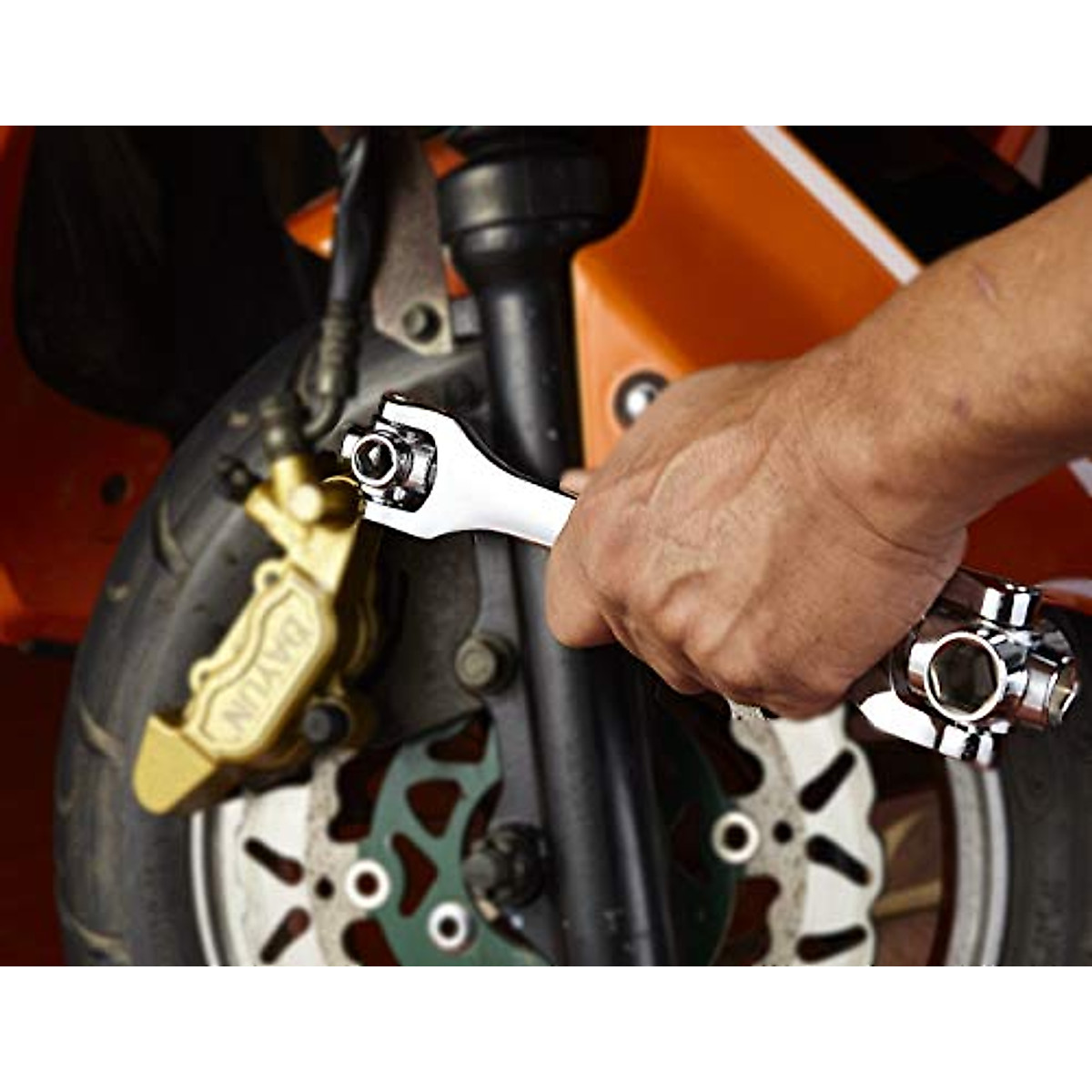 Lichamp 8-in-1 Socket Wrench 8 10 12 13 14 17 19 21, Flexible Dog Bone Multi Functional Hexagon Socket Wrench Spanner, Household Wrench Universal Hand Tool, 360 Degree Rotating Head, Metric 8-21mm