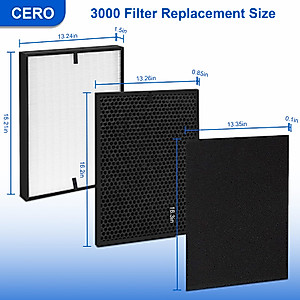 CERO 3000 Replacement Filter for 3000 3000M 3000Pro 2 Filters, 2 Activated Carbon, 6 Extra Carbon Pre-Filters