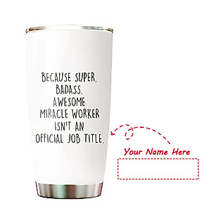 CHICKOR Personalized Tumbler, Chaos Coordinator Tumbler Because Super Badass 20 Oz Stainless Steel Tumbler Cup With Lid, Double Wall Vacuum Insulated Tumblers Coffee Travel Mug