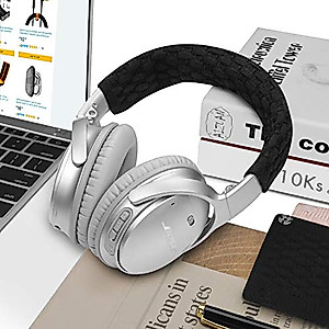 Geekria Knit Fabric Headband Cover Compatible with Bose QC35 II, QC25, QC15, QC2 Headphones, Head Cushion Pad Protector, Replacement Repair Part, Sweat Cover, Easy DIY Installation (Black)