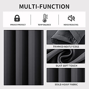 Joydeco Blackout Curtains 108 Inch Length 2 Panels Set, Thermal Insulated Long Curtains& Drapes 2 Burg, Room Darkening Grommet Curtains for Living Room Bedroom Window (W52 x L108 Inch, Dark Grey)