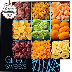 Dried Fruit Platter - 9 Variety Fruit - Dried Fruit Gift Tray - Healthy Fruit Gift Basket - Gourmet HolidayGift Box