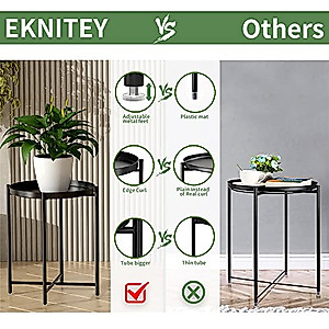 EKNITEY End Table,Folding Metal Side Table Waterproof Small Coffee Table Sofa Side Table with Removable Tray for Living Room Bedroom Balcony and Office