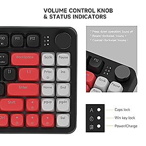 OCG Wireless Mechanical Keyboard, 2.4G/USB-C/Bluetooth Gaming Keyboards 86 Keys Hot Swappable NKRO Keyboard with RGB Backlit for Windows & Mac, UV Finished Keycaps,Multi-Function Knob