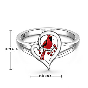 Cardinal Ring for Women Sterling Silver Cardinal Appear When Angels Are Near Cardinal Jewelry Bird Memorial Gifts for Loss of Loved One Size 8