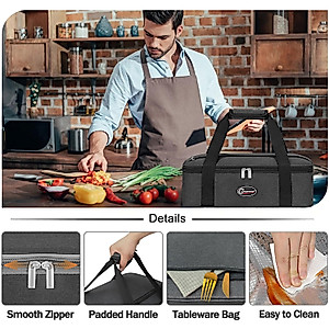 GhvyenntteS Insulated Casserole Carrier for Hot or Cold Food, Collapsible Insulated Food Carrier for Parties, Picnic, Travel, Fits 9"x13" Baking Dish, Grey