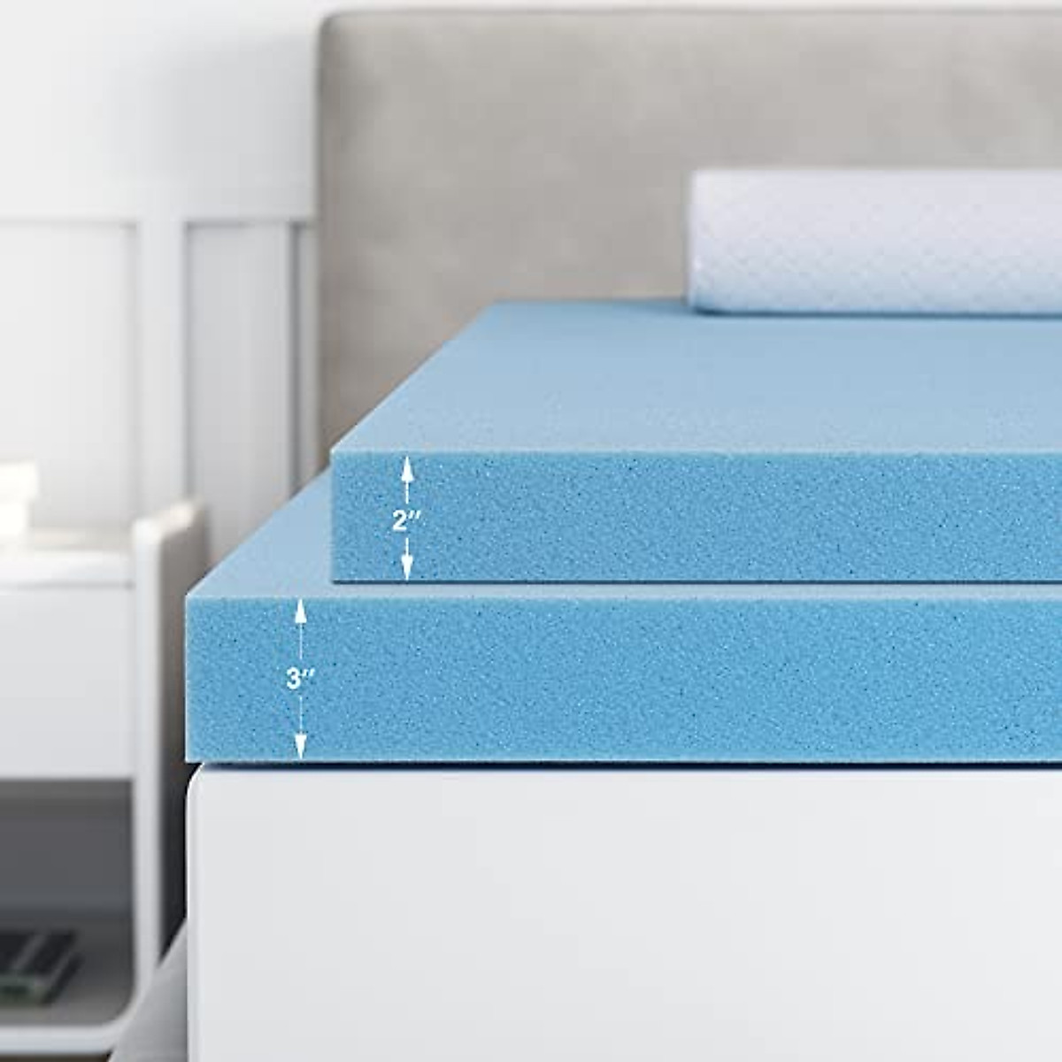 Molblly Mattress Topper Queen,2 Inch Memory Foam Bed Topper for Back Pain,Medium Soft Gel-Infused Memory Foam,10 Years Warranty,Queen Size
