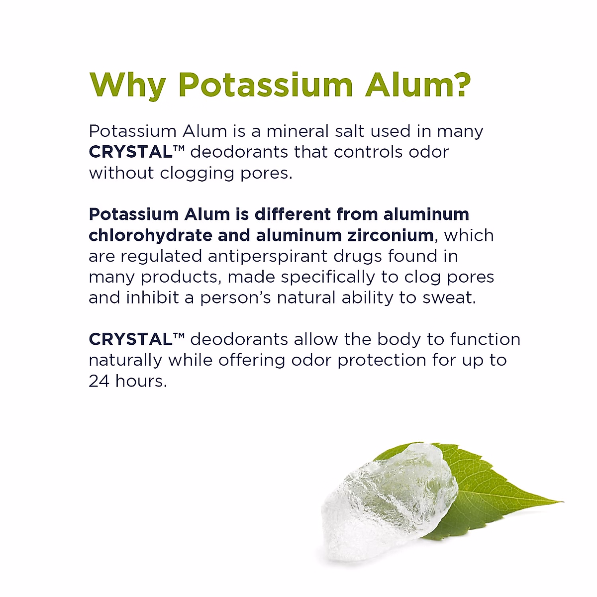 CRYSTAL Deodorant Stick, Unscented, 4.25 Ounce, White