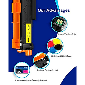 TN227 TN-227BK/C/M/Y High Yield 4 Pack Toner Cartridge Replacement for Brother TN227 TN223 TN 227 Compatible with MFC-L3770CDW HL-L3290CDW HL-L3270CDW MFC-L3710C HL-L3210CW