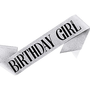 AOPRIE Birthday Crown for Women Birthday Girl Sash for Women Birthday Tiara for Women Birthday Girl Headband Princess Crown Rhinestone Happy Birthday Accessories Silver Black