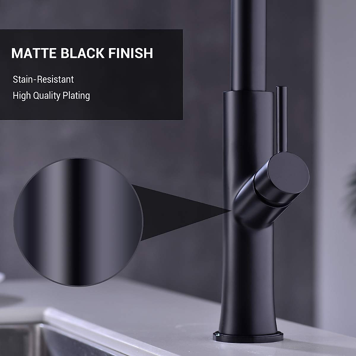 TRUSTMI Touch Kitchen Faucet, Kitchen Sink Faucet, Smart Kitchen Faucet Touch-On Activated, Single Hole Kitchen Faucet with 2 Function Pull Down Sprayer, Lead-Free Water Supply, Matte Black