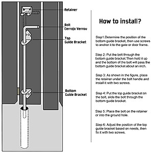 SANKINS 18" Cane Bolt Drop Rod Heavy Duty Gate Hardware Black Solid Steel Gate Ground Latch for Wood PVC Vinyl Metal Gates Fences Doors, Holding Gate to The Ground (1 Pack)