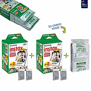 Fujifilm Instax Mini 12 Instant Camera Mint Green + MiniMate Accessory Bundle & Compatible Custom Case + Fuji Instax Film Value Pack (50 Sheets) Flamingo Designer Photo Album