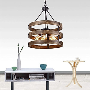 JewOss Chandeliers,Creative Personality Pendent Lamp, Wooden Chandelier, Industrial Retro 5 Light Creative Chandelier, Ceiling Light E27 Light